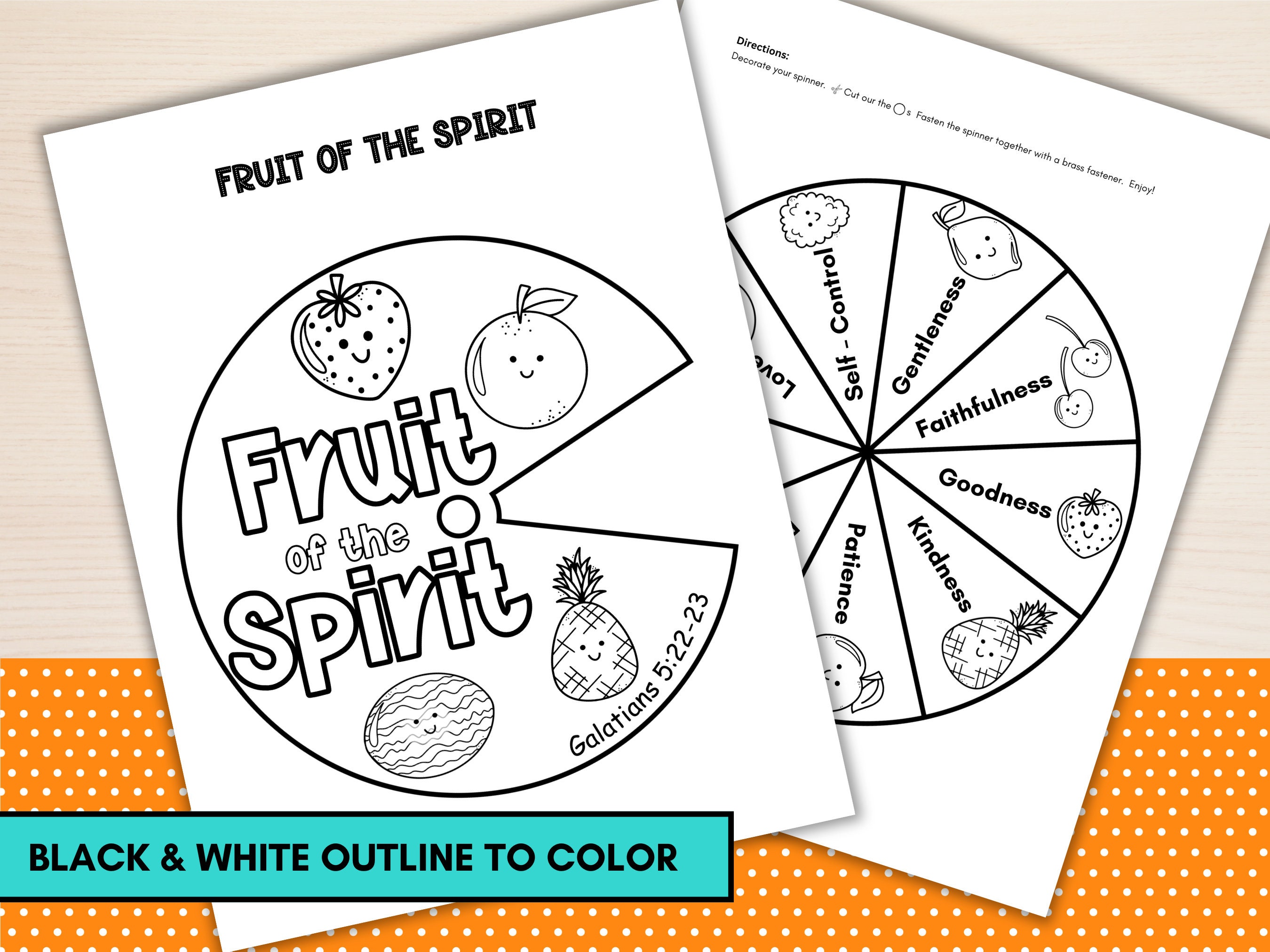 Printable Fruit of the Spirit Spinner Craft for Kids, Fruits of the ...