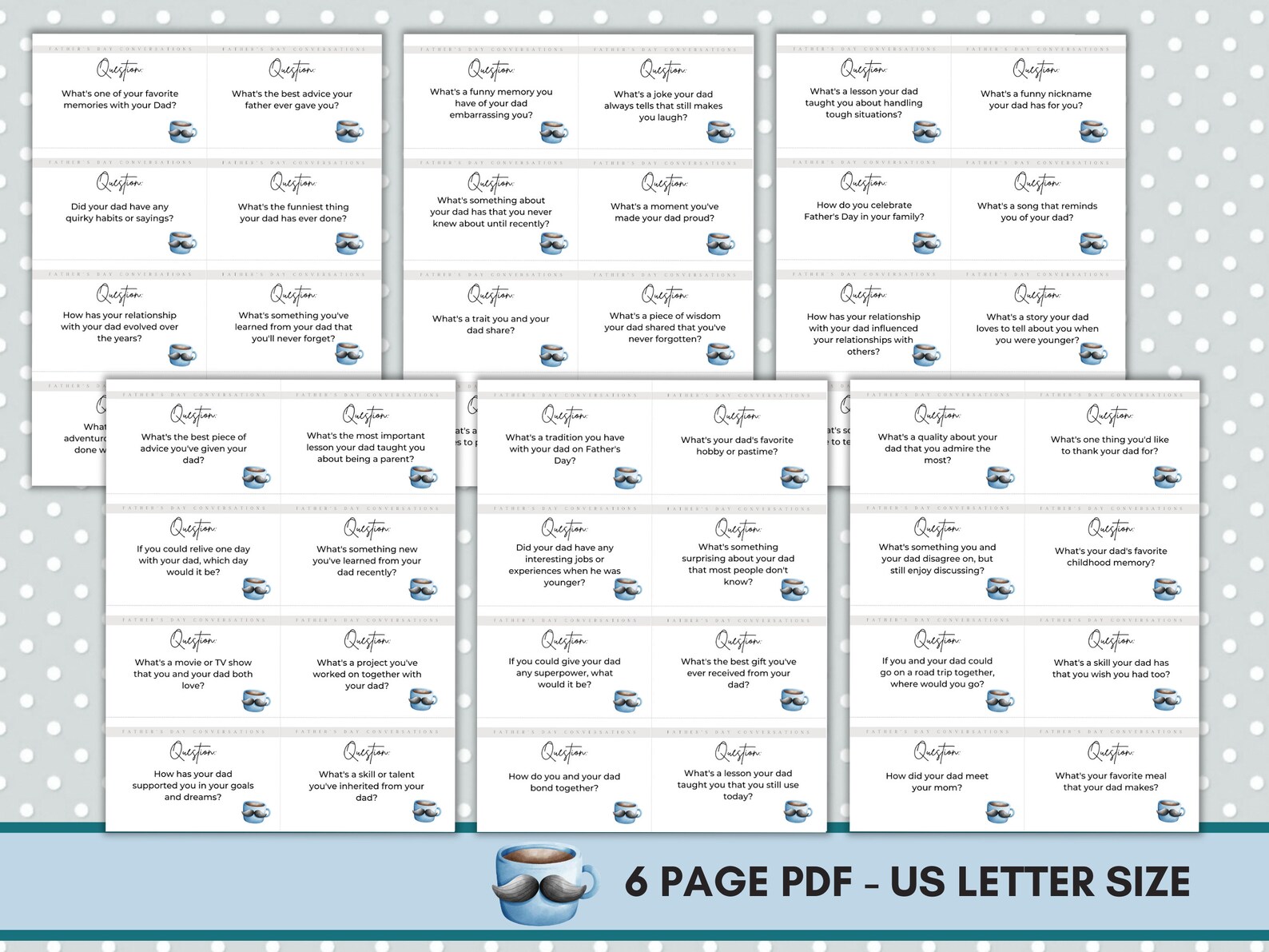 48 Printable Father's Day Conversation Cards, Dad Conversation Starters ...