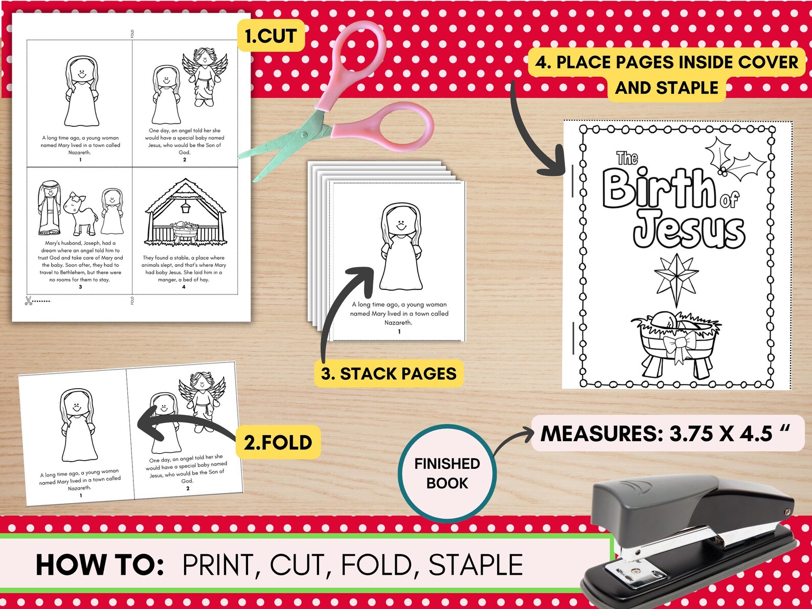 Printable the Birth of Jesus Mini Book for Kids, Nativity Printable ...