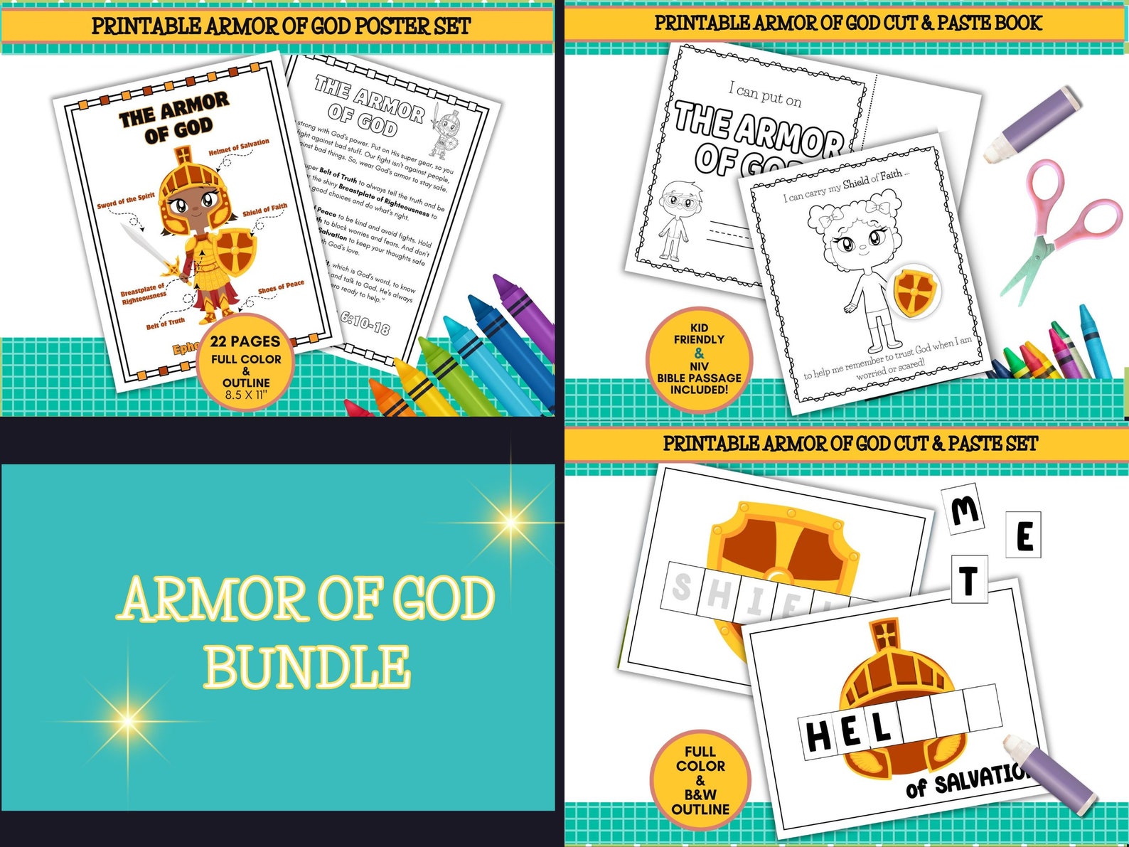 Armor of God Printable Bundle, Armor of God Coloring Activities ...