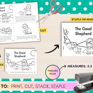 The Good Shepherd Bible Mini Book, Jesus Shepherd, Bible Craft for Kids ...