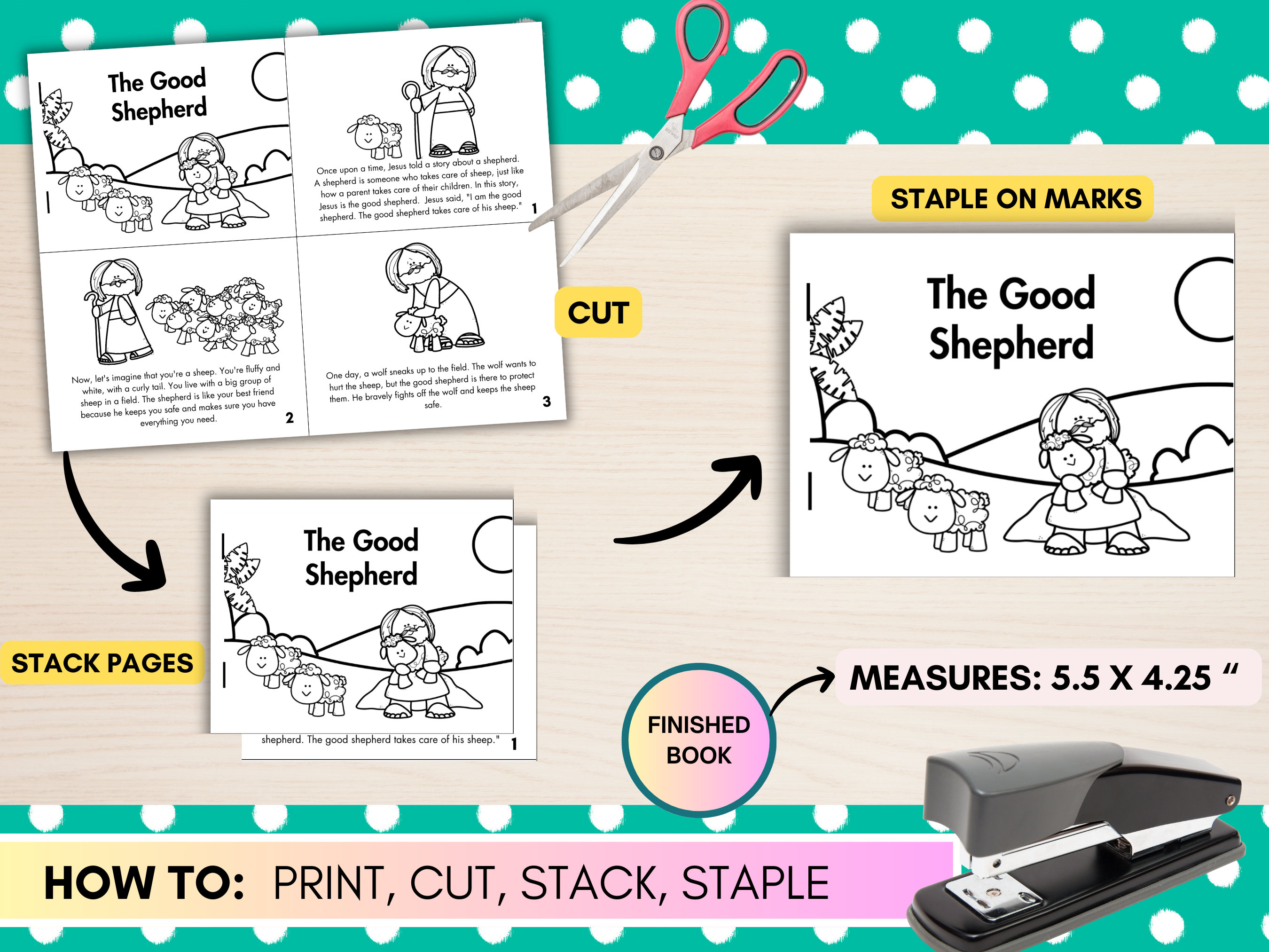The Good Shepherd Bible Mini Book, Jesus Shepherd, Bible Craft for Kids ...
