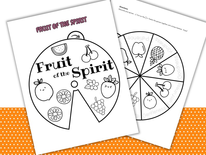 Fruit of the Spirit Spinner Craft, Christian Preschool Printable ...