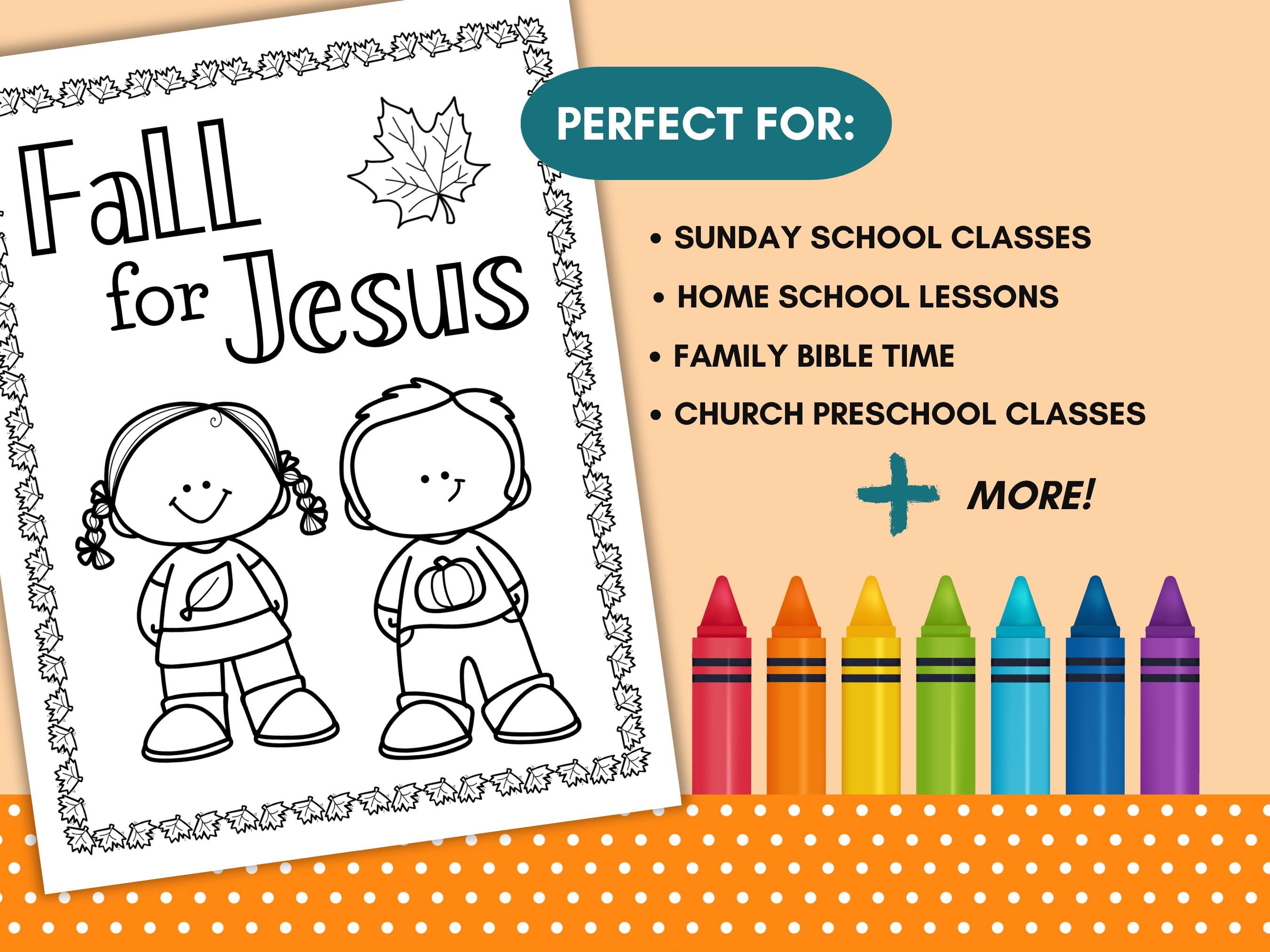Printable Fall for Jesus Coloring Set, Christian Fall Poem for Kids ...