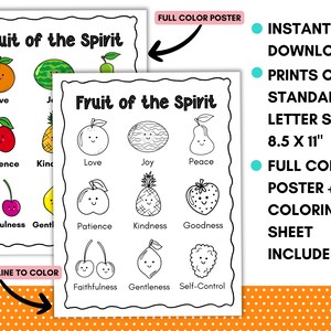 Printable Fruit of the Spirit Coloring Sheet & Poster, Christian ...
