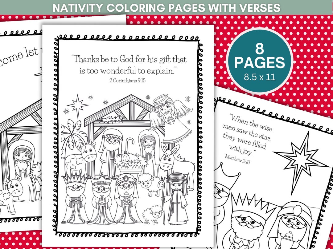 Nativity Coloring Pages for Kids With Verses, Christmas Story Printable ...