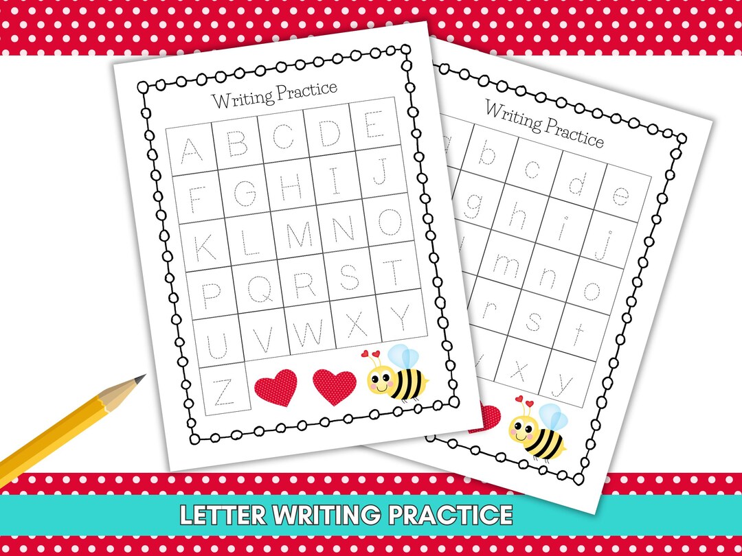 Valentine Letter Tracing Practice, Printable Handwriting Worksheet (PDF ...