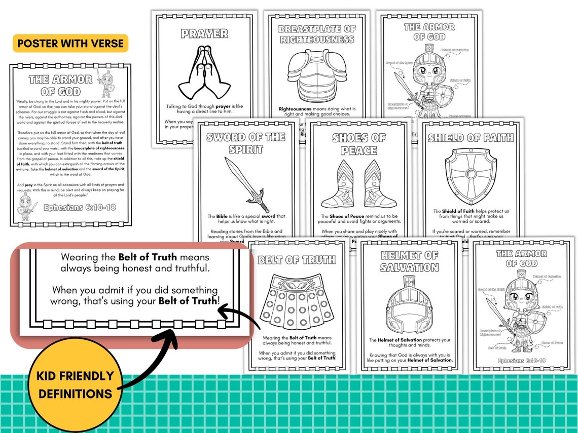 The Armor of God Printable Poster Set, Christian Preschool Printable ...