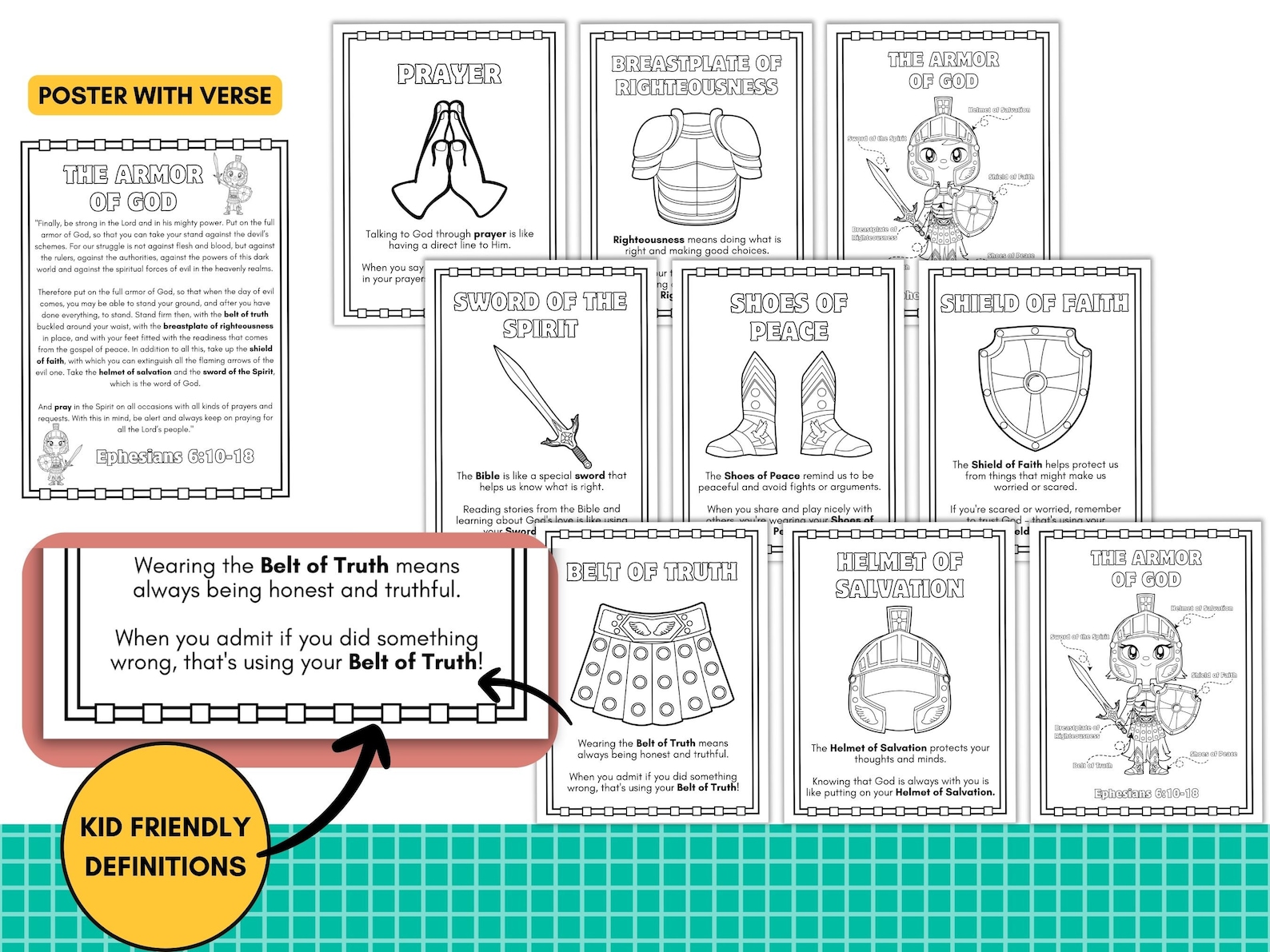 The Armor of God Printable Poster Set, Christian Preschool Printable ...