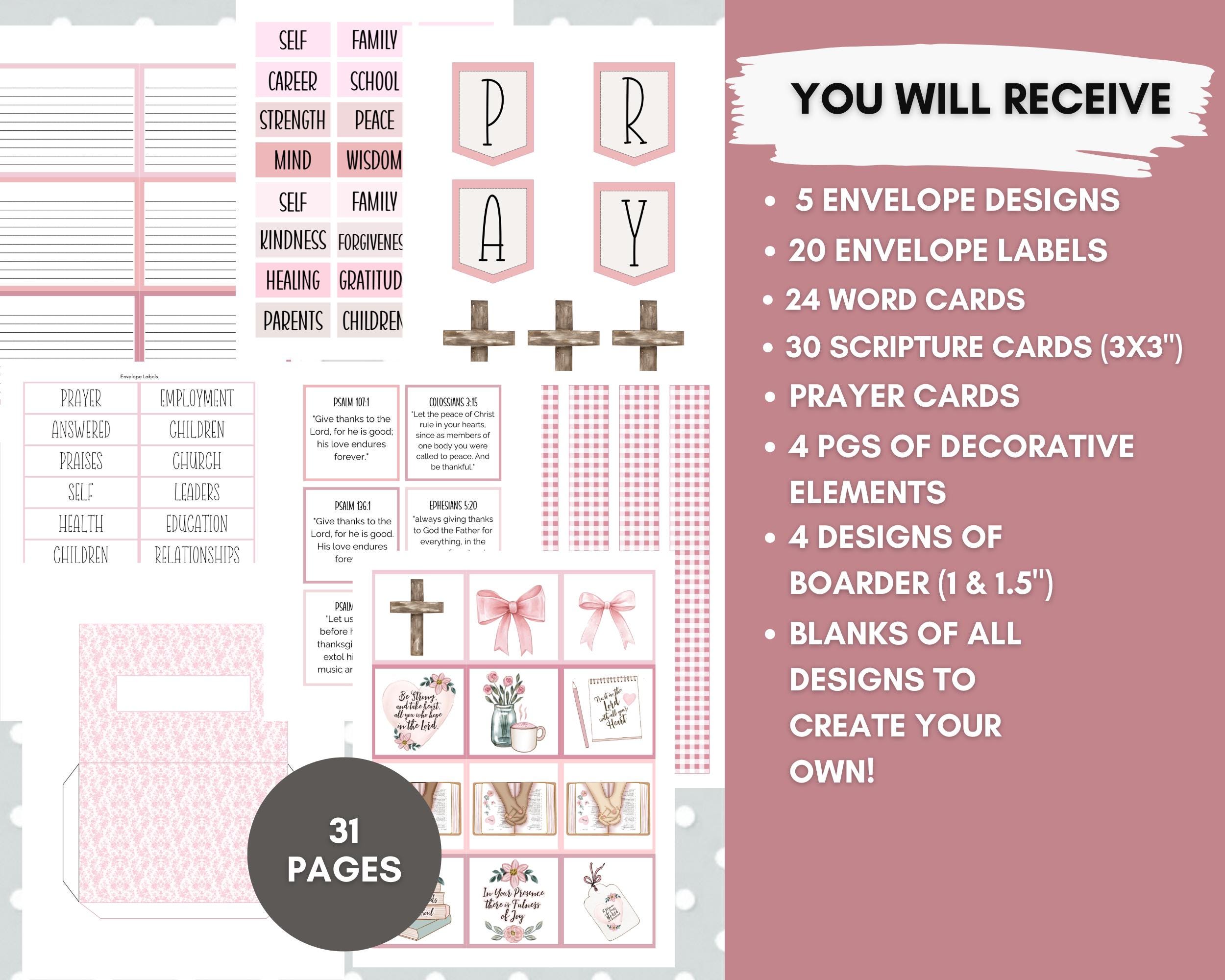 Printable Pink Prayer Board Kit, Prayer Cards, Scripture Cards, Praise ...