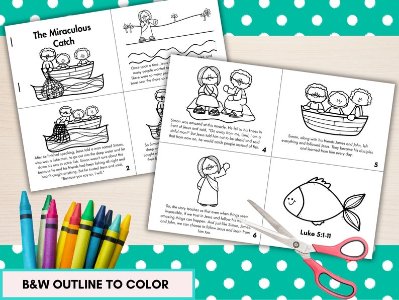 The Miraculous Catch Bible Mini Book, Miracles of Jesus, Bible Craft ...