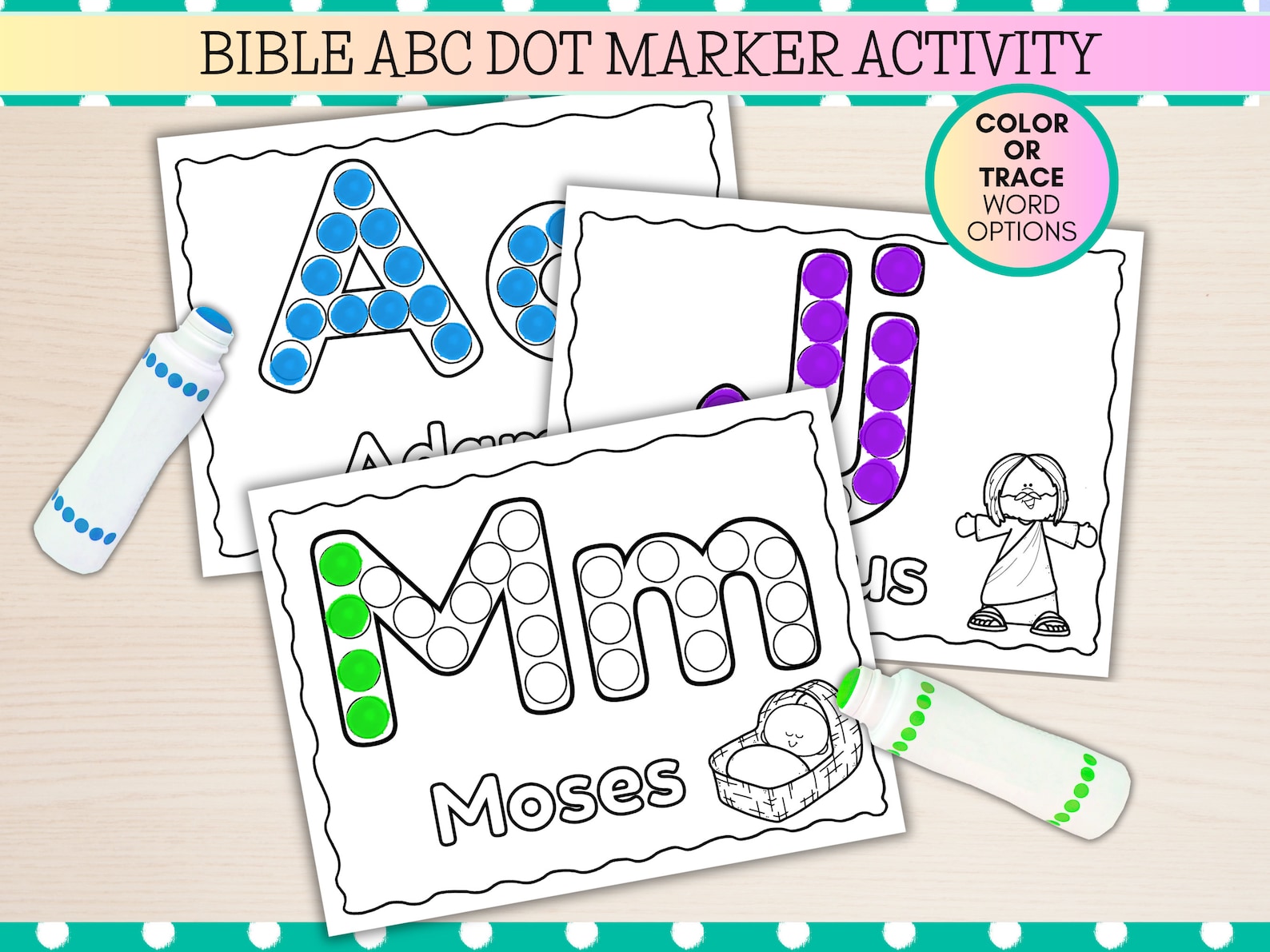 Bible ABC Dot Marker Printable, Christian Preschool Printables, Sunday ...
