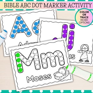 Bible ABC Dot Marker Printable, Christian Preschool Printables, Sunday ...