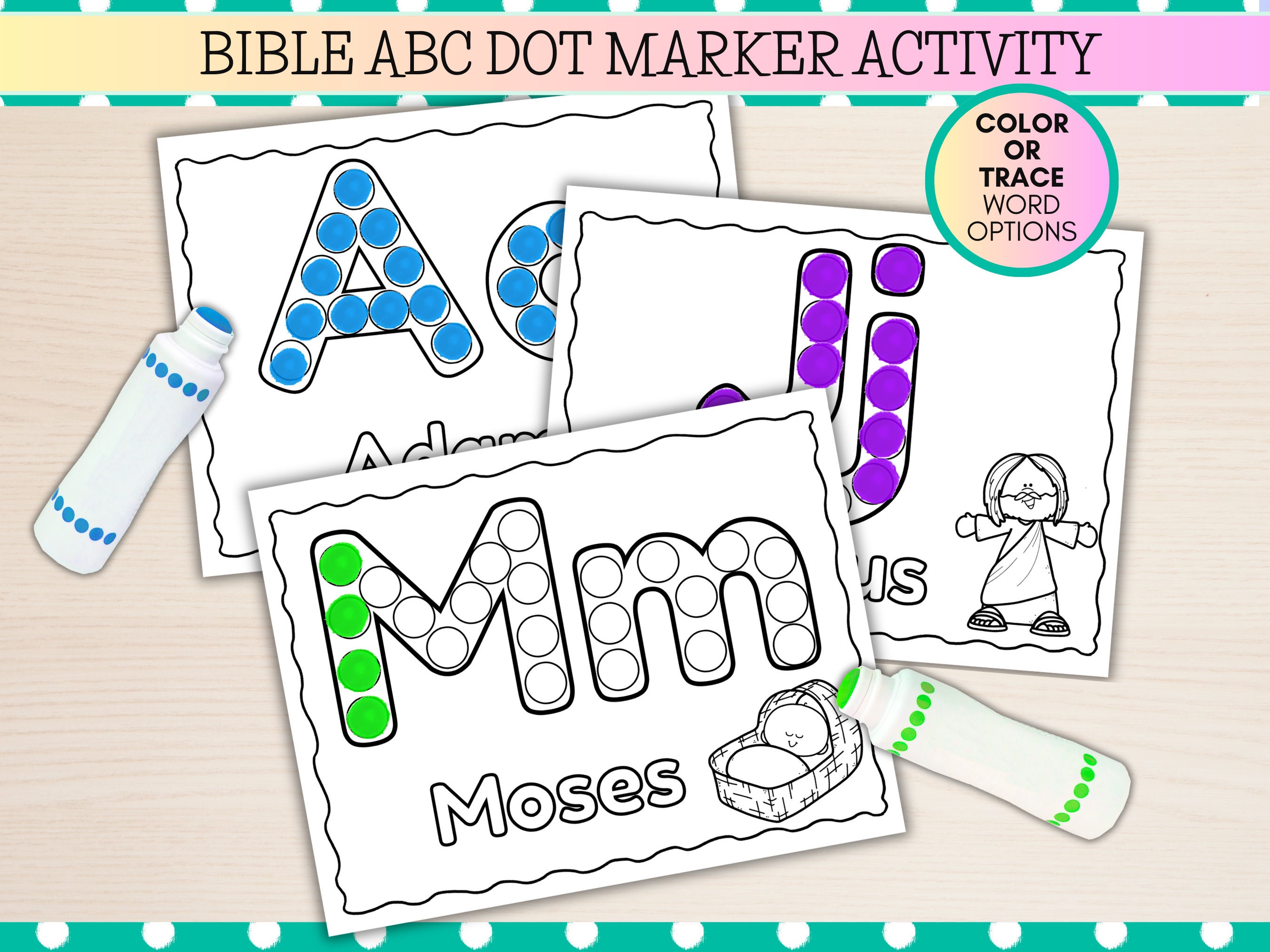 Bible ABC Dot Marker Printable, Christian Preschool Printables, Sunday ...