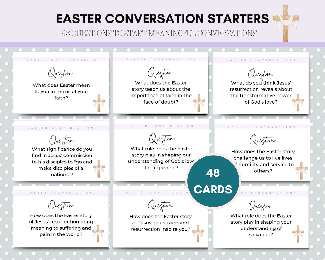 48 Easter Conversation Cards, Christian Discussion, Christian ...