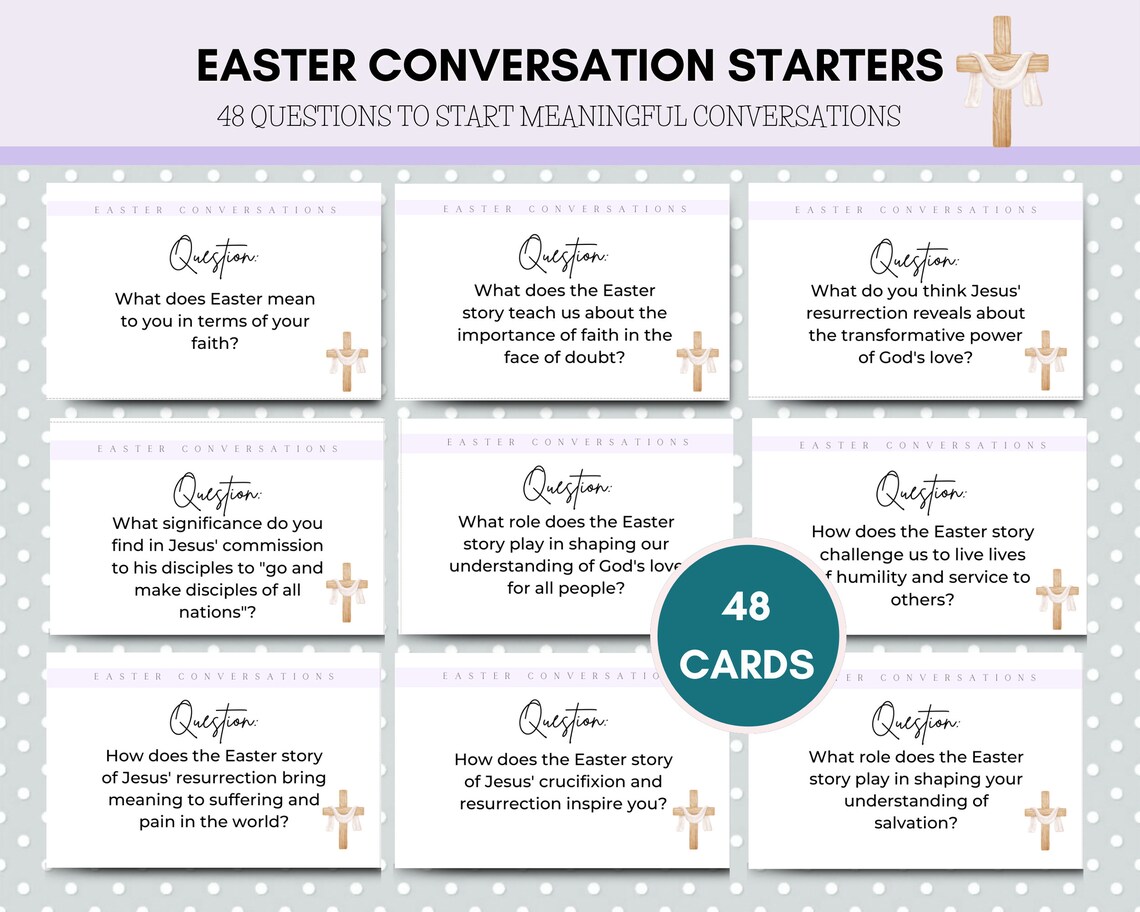 48 Easter Conversation Cards, Christian Discussion, Christian ...