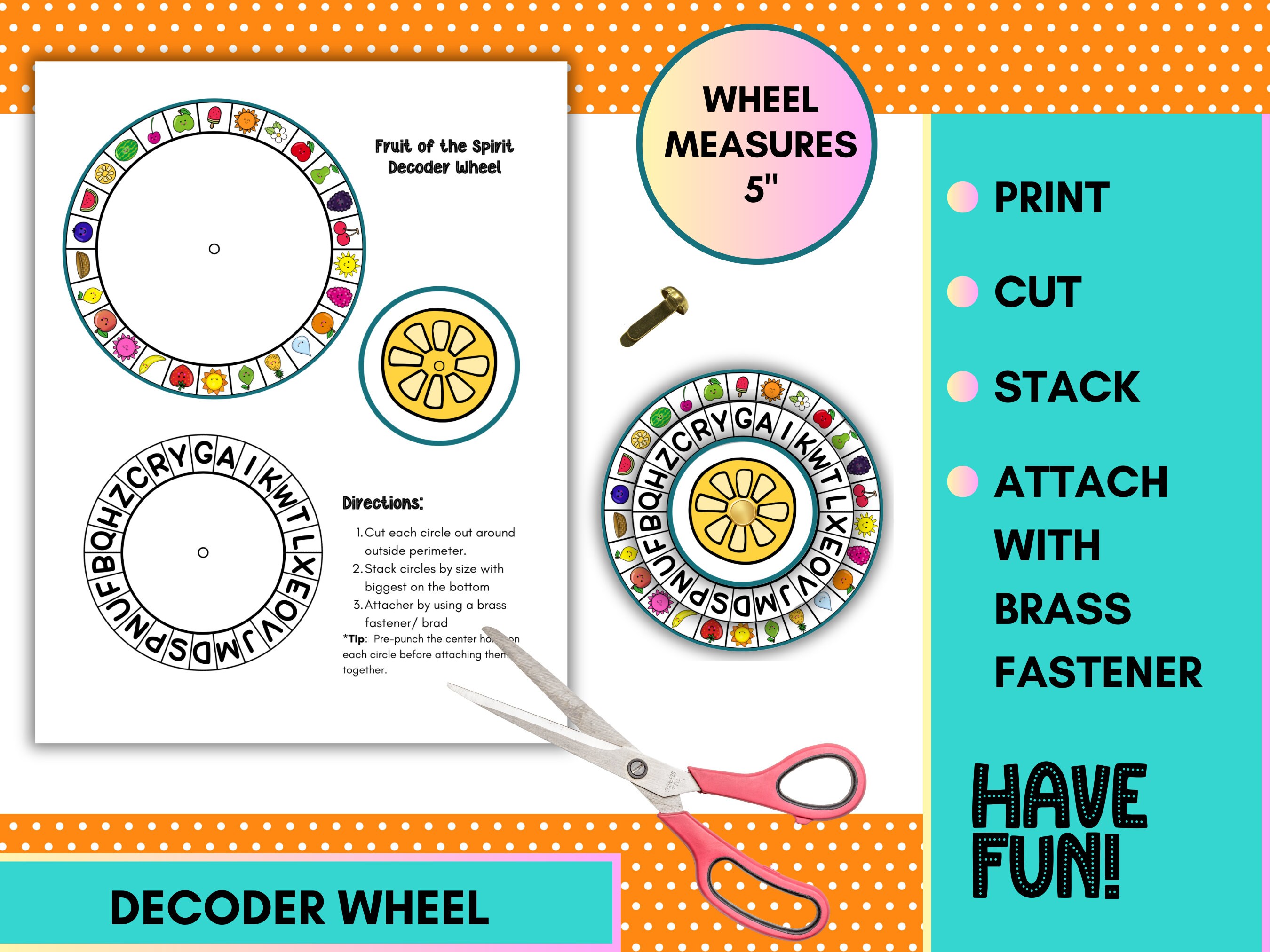 Printable Fruit of the Spirit Decoder Wheel Riddles for Kids, Fruits of ...