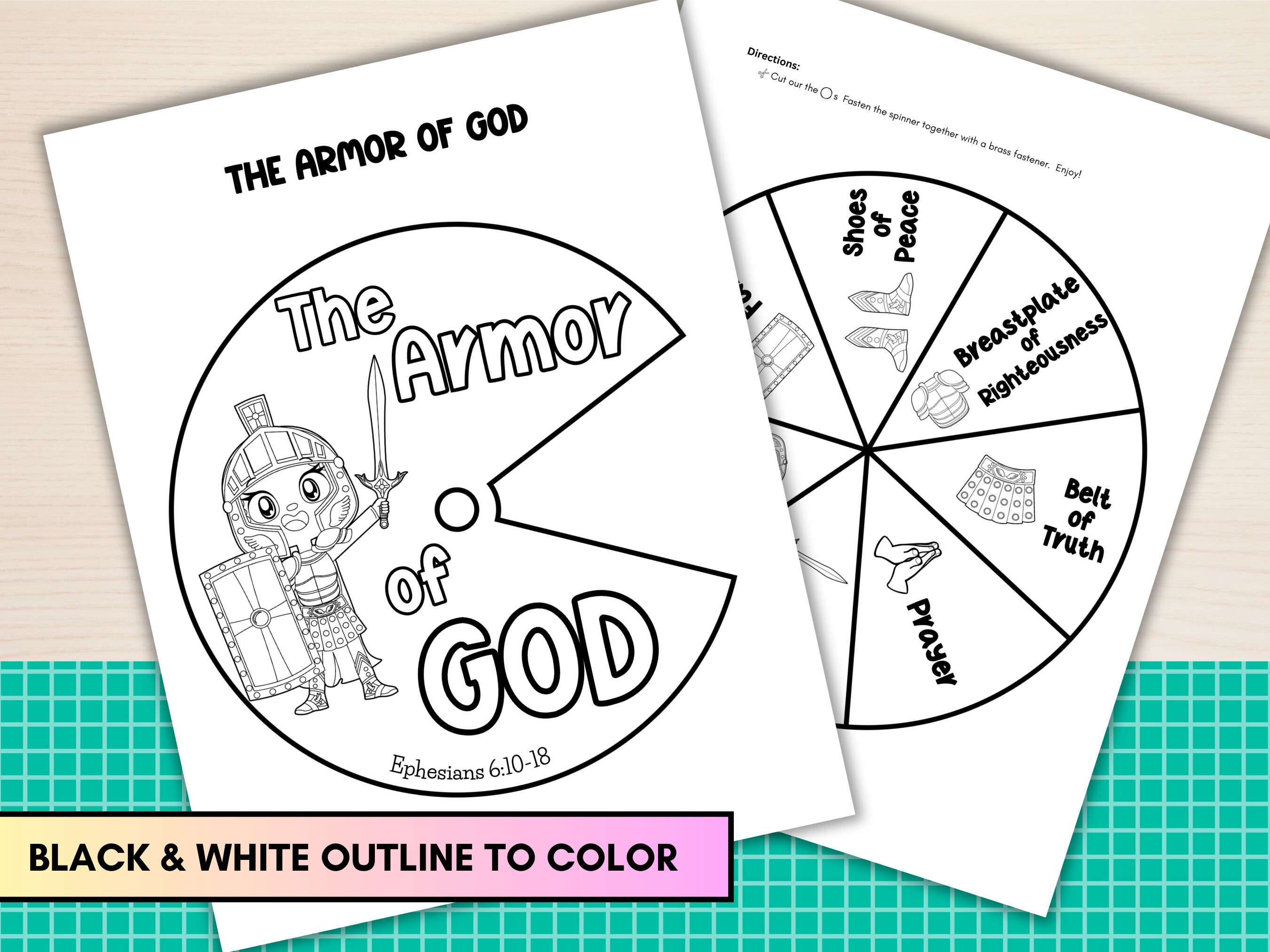 Printable Armor of God Spinner Craft for Kids, the Armor of God Wheel ...