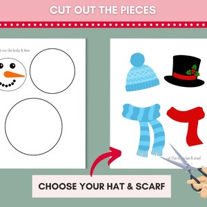 Printable Snowman Craft, Snowman Cut & Paste - Etsy