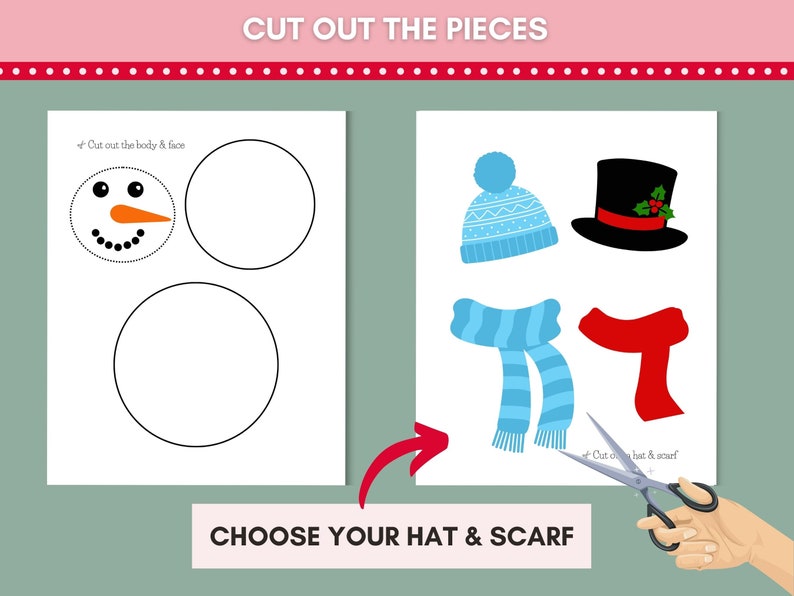 Printable Snowman Craft, Snowman Cut & Paste - Etsy