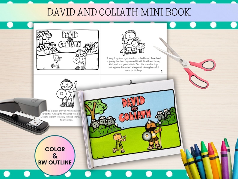 David and Goliath Printable Bible Mini Book, Bible Craft for Kids ...