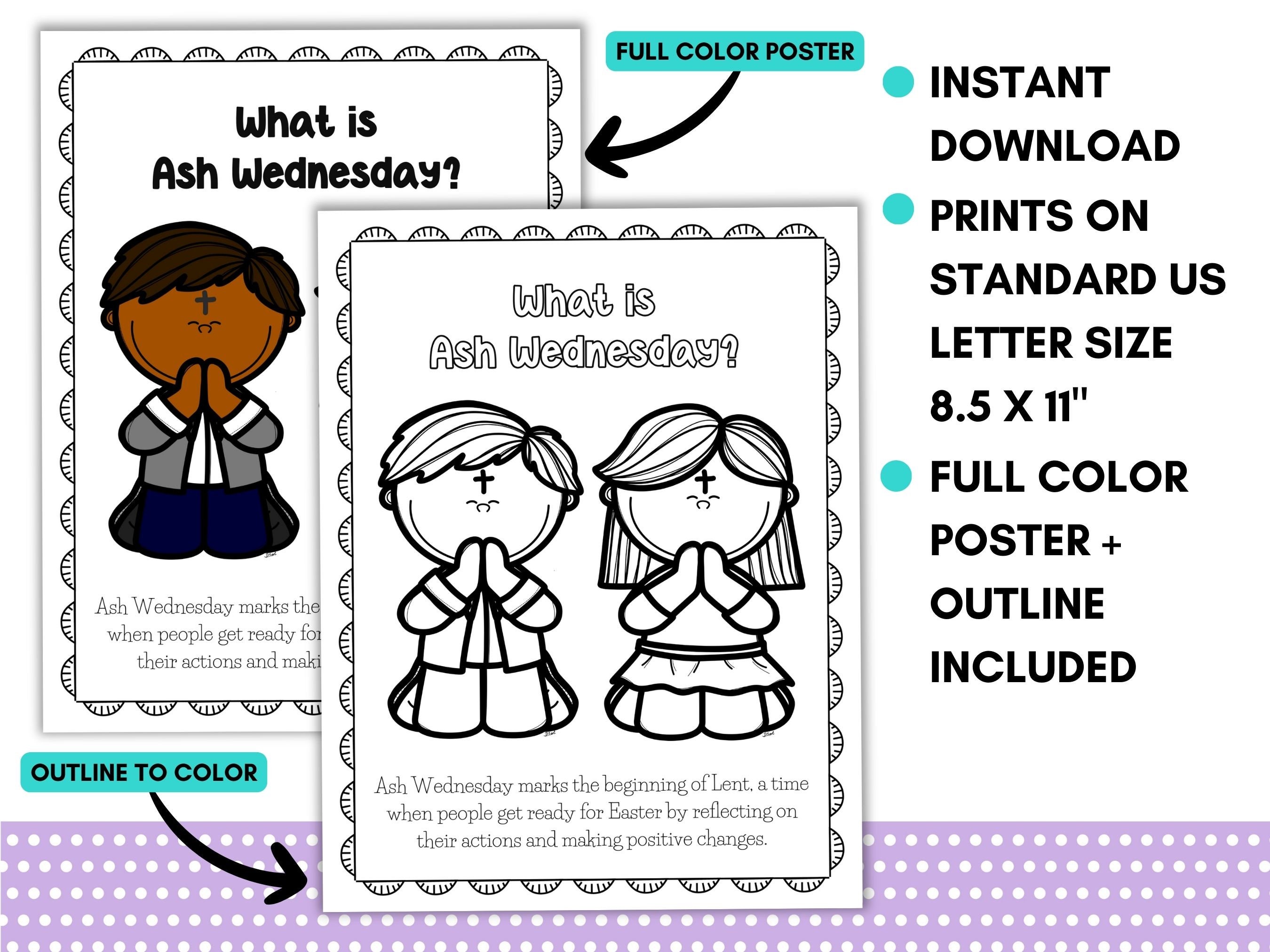 Printable Ash Wednesday and Lent Poster Set, Bible Easter Story ...