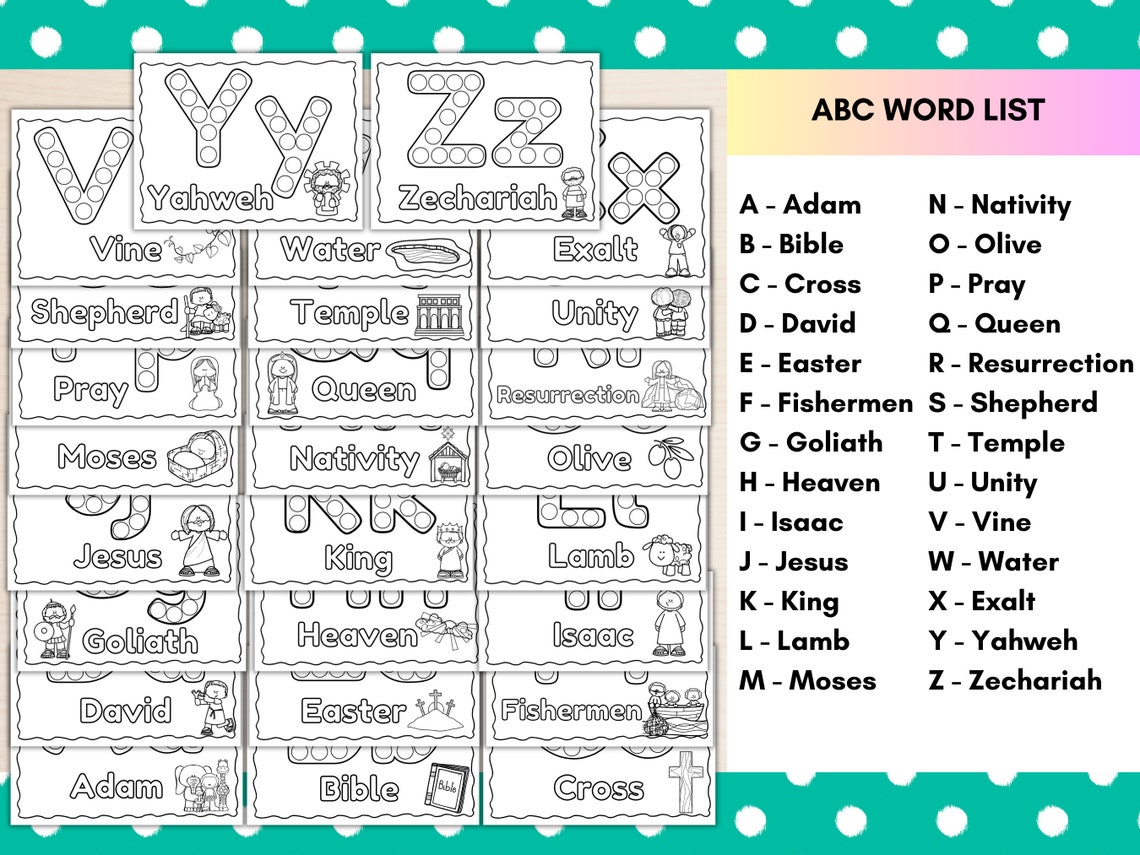 Bible ABC Dot Marker Printable, Christian Preschool Printables, Sunday ...
