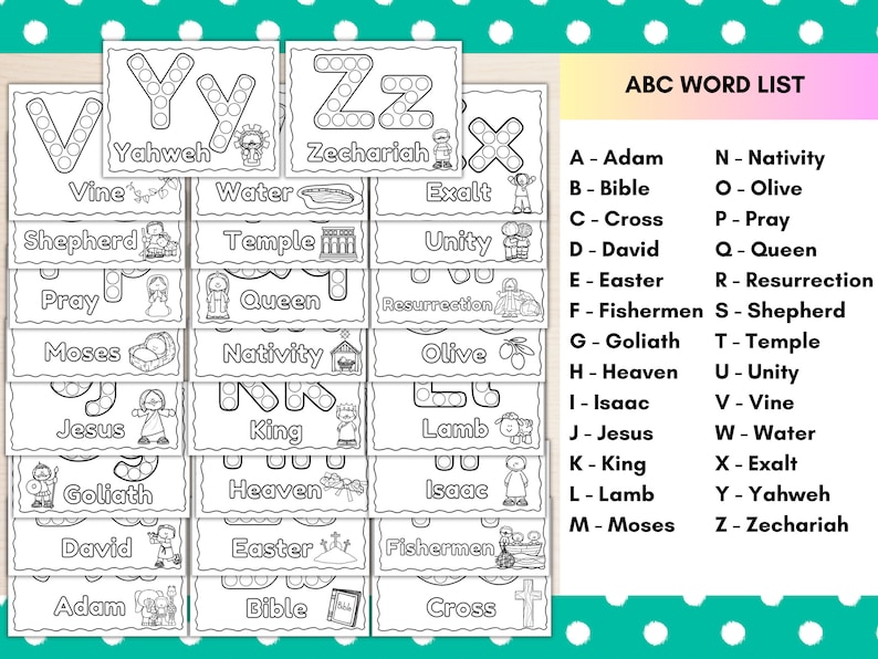 Bible ABC Dot Marker Printable, Christian Preschool Printables, Sunday ...