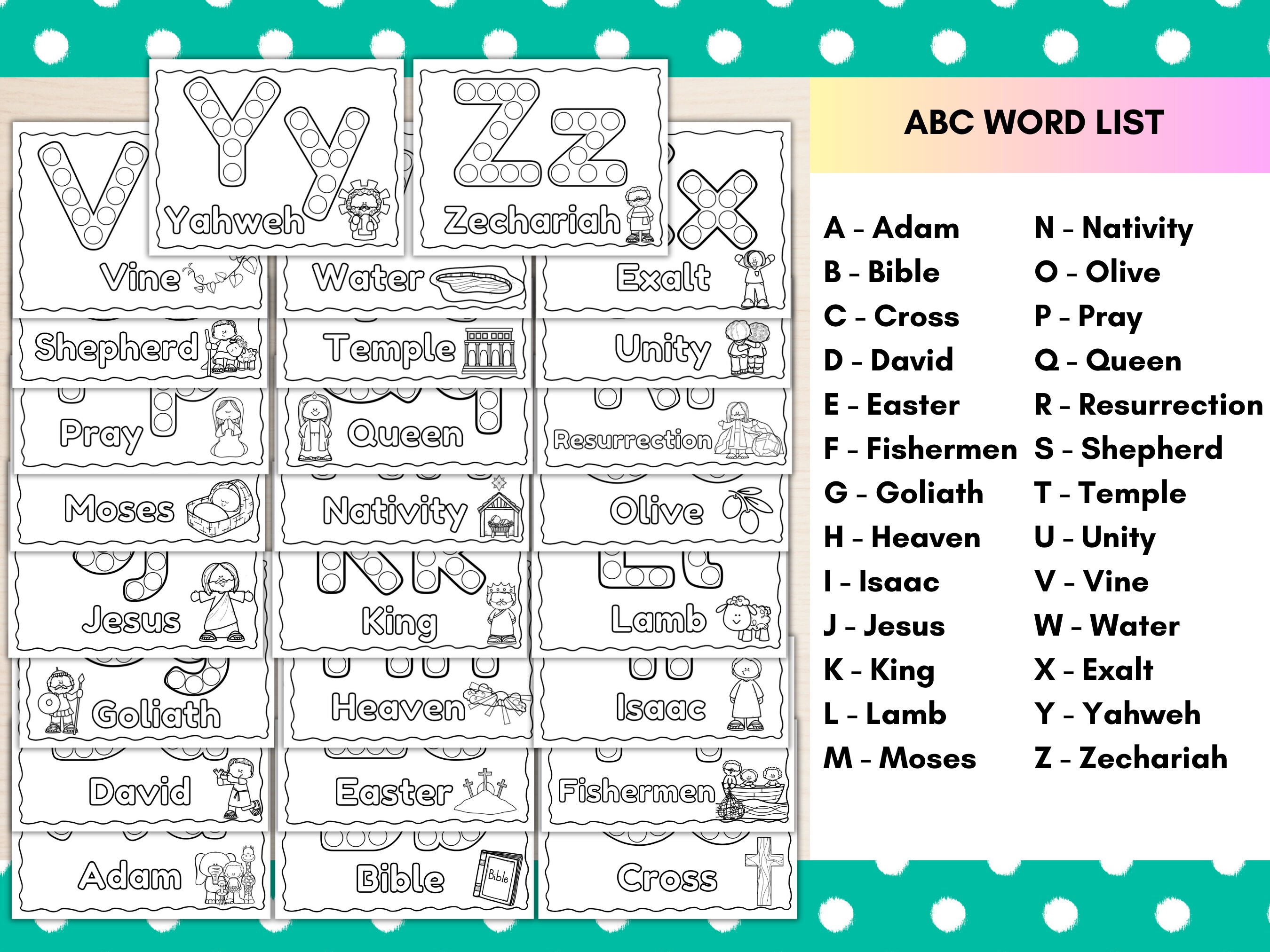 Bible ABC Dot Marker Printable, Christian Preschool Printables, Sunday ...