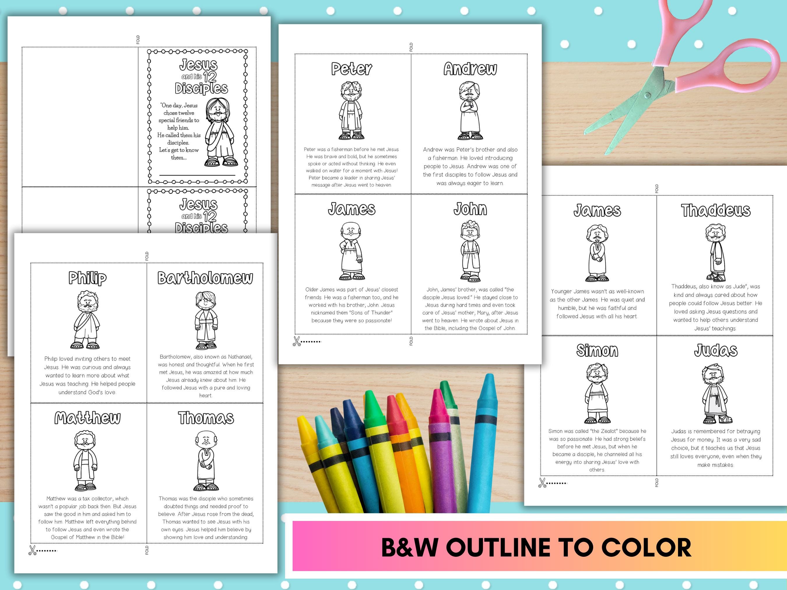 Printable Jesus and His Disciples Mini Book for Kids, 12 Disciples ...