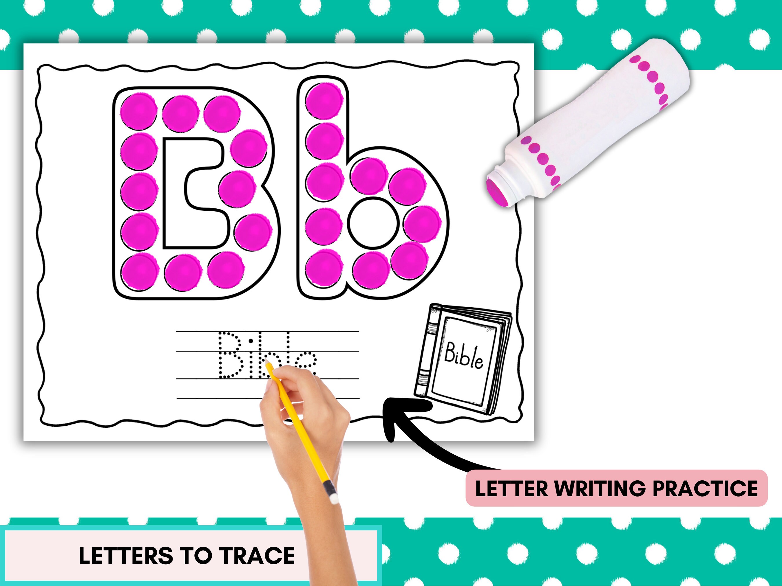 Bible ABC Dot Marker Printable, Christian Preschool Printables, Sunday ...