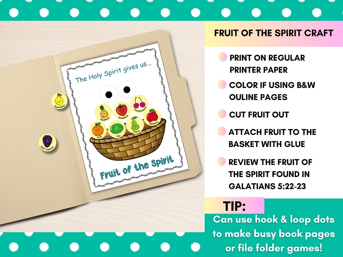 The Fruit of the Spirit Bible Craft for Kids, Fruits of the Spirit ...
