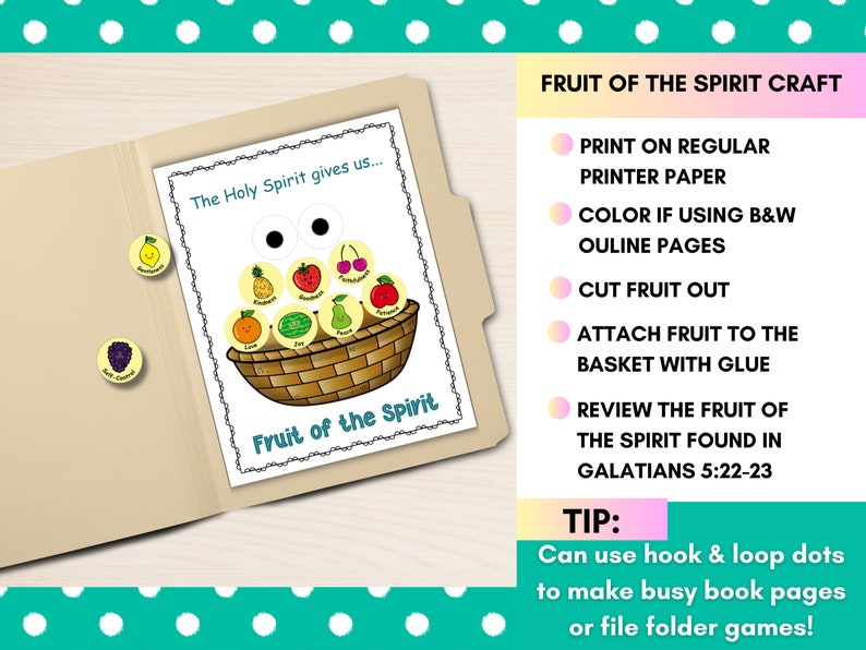 The Fruit of the Spirit Bible Craft for Kids, Fruits of the Spirit ...