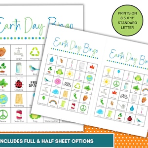 50 Card Printable Earth Day Bingo, Earth Day Bingo Cards, Games for ...