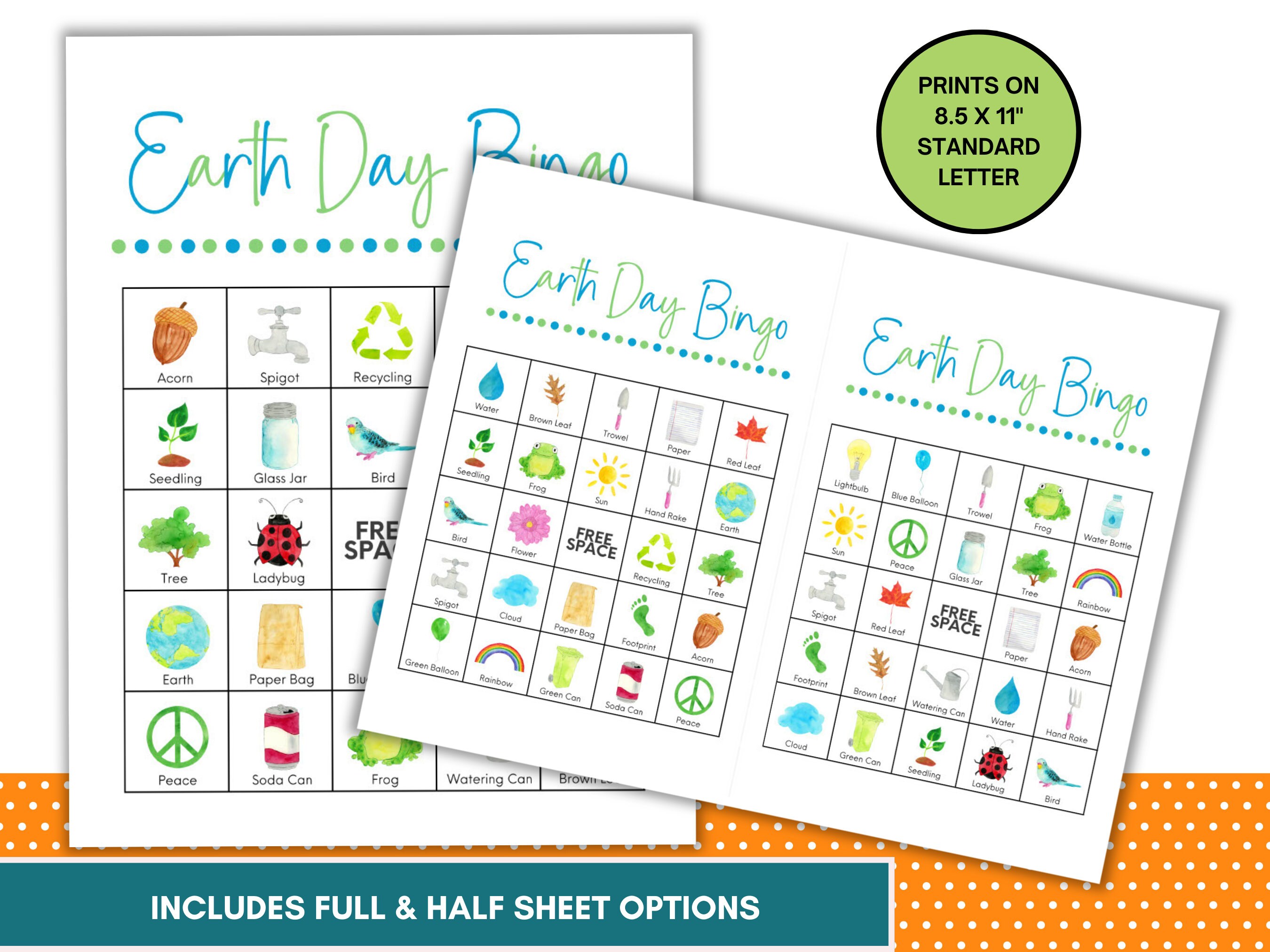 50 Card Printable Earth Day Bingo, Earth Day Bingo Cards, Games for ...