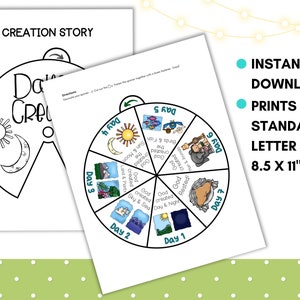 Printable Days of Creation Spinner Craft for Kids, Christian Preschool ...