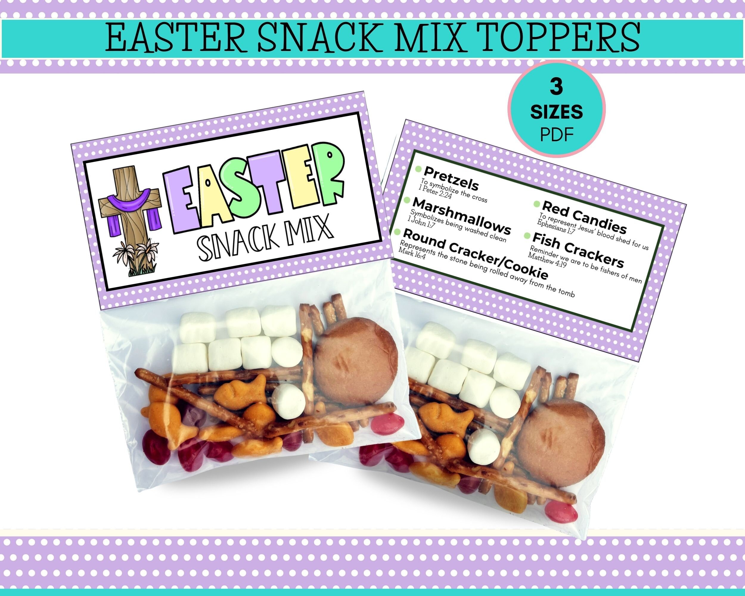 The Easter Story Snack Mix Treat Toppers, Printable Resurrection Story ...