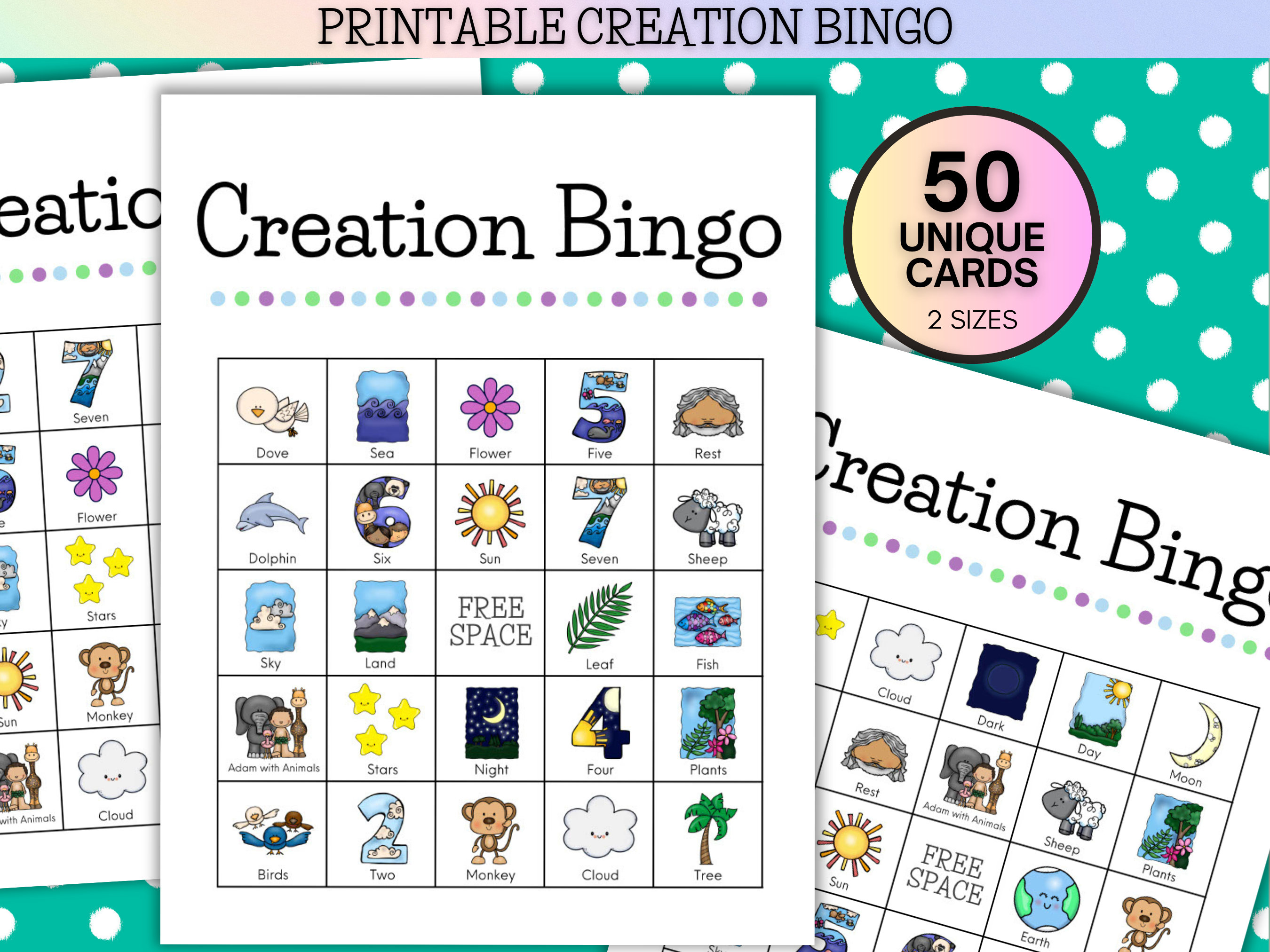 50 Card Printable Creation Story Bingo, Bible Bingo, Bible Games for ...
