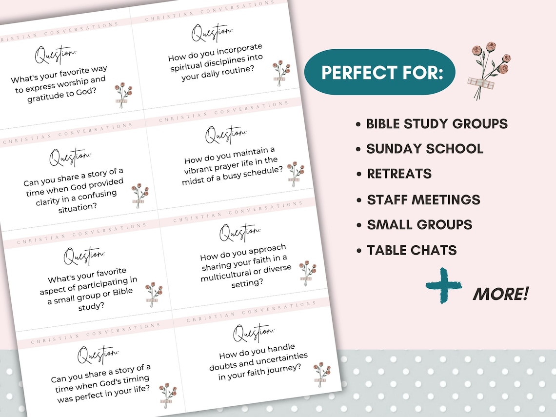 104 Christian Conversation Cards, Christian Discussion, Church ...