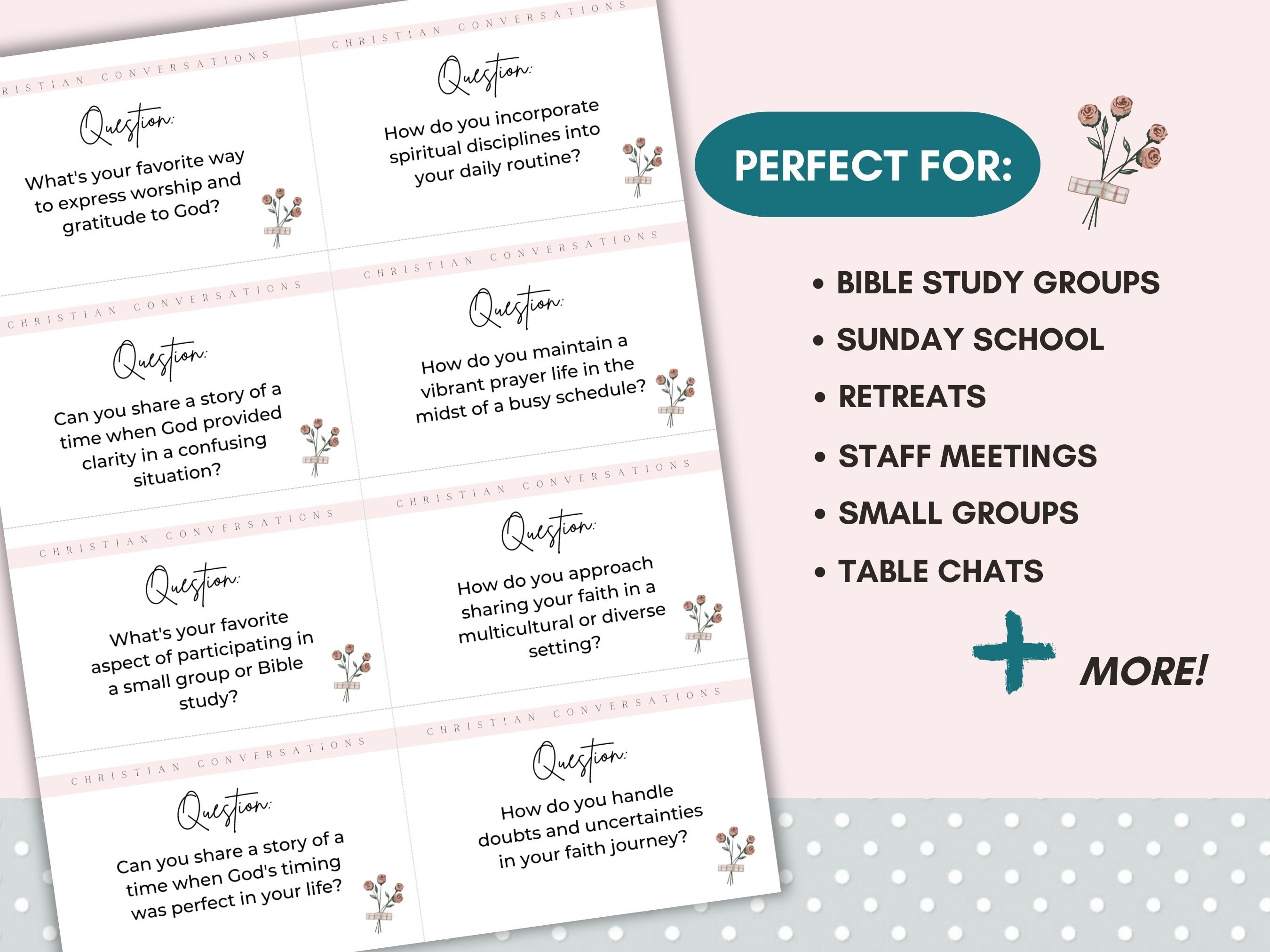 104 Christian Conversation Cards, Christian Discussion, Church ...