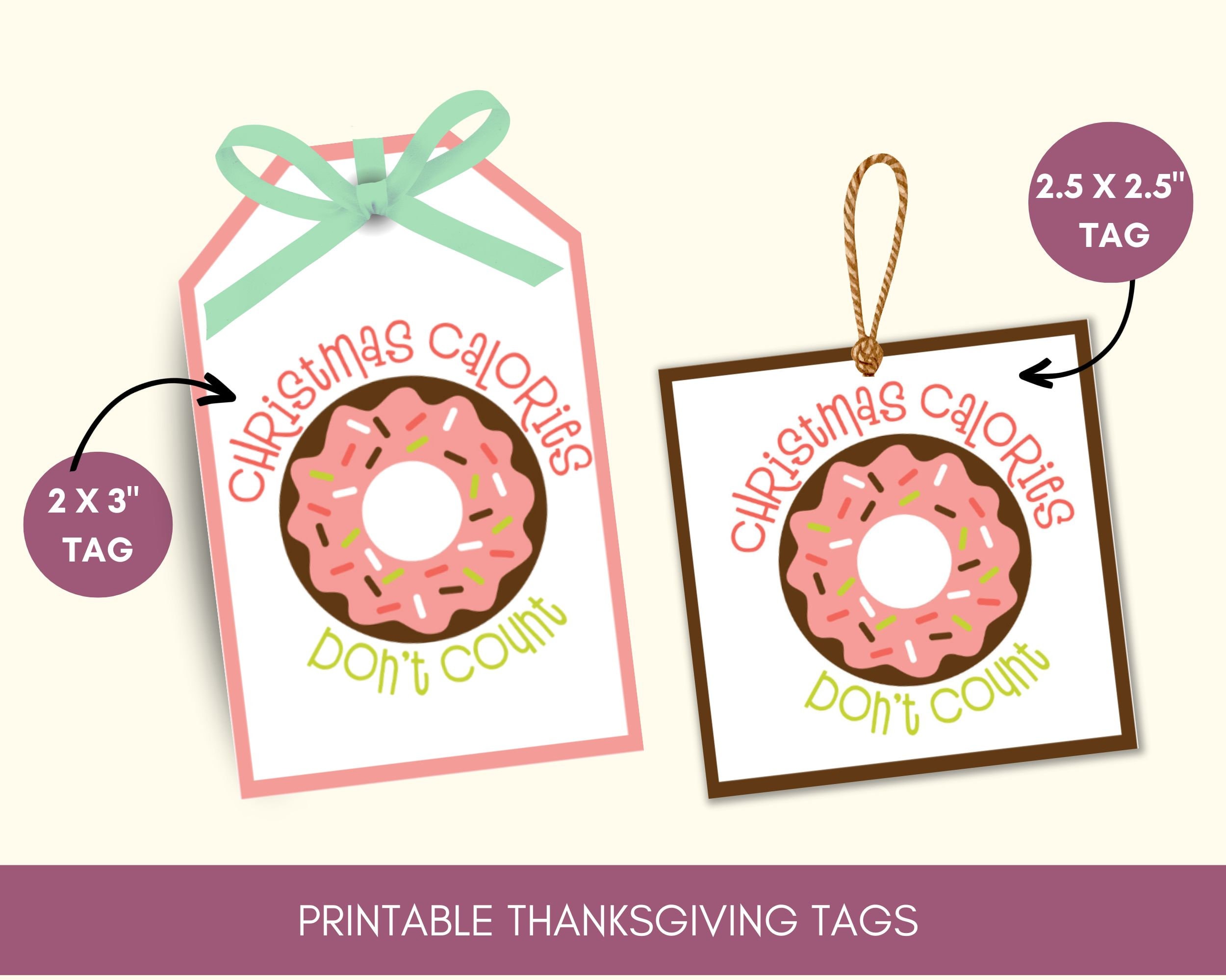Printable Christmas Treat Tags, Christmas Favor Tags, Christmas Donut ...
