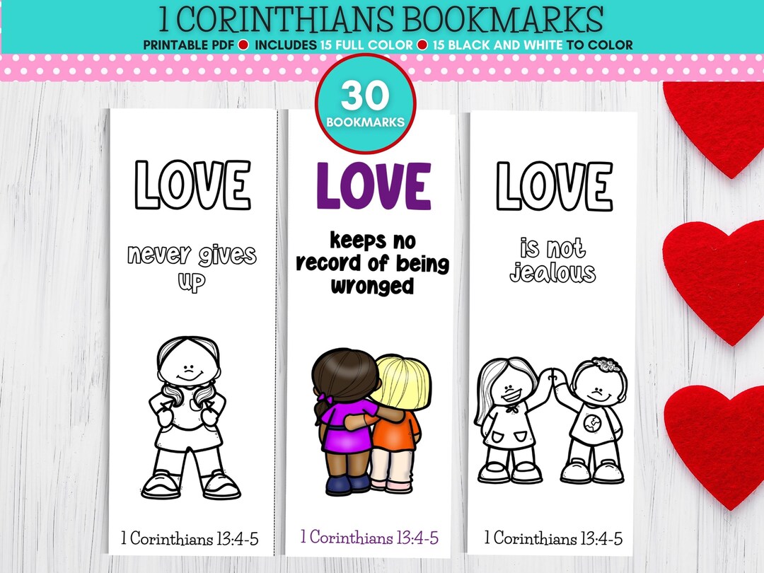 1 Corinthians 13, Christian Valentine Printable Bookmarks, Christian ...
