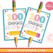 100th Day of School Printable Gift Tag, 100 Days Sharper Pencil Tag ...