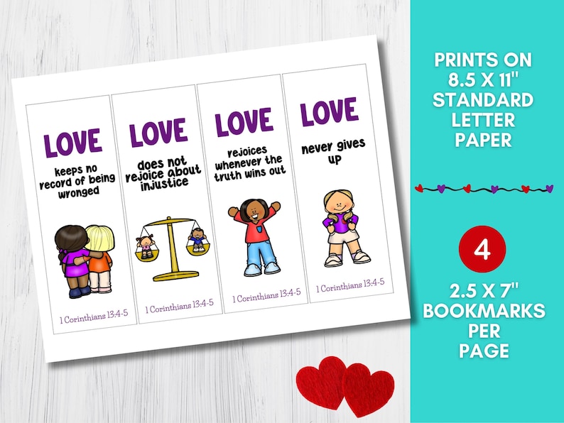 1 Corinthians 13, Christian Valentine Printable Bookmarks, Christian ...