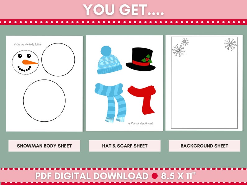 Printable Snowman Craft, Snowman Cut & Paste - Etsy