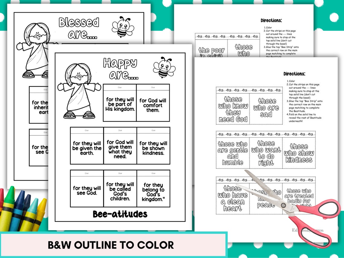 Printable Beatitudes Bible Craft for Kids, Beatitude Craft, Christian ...