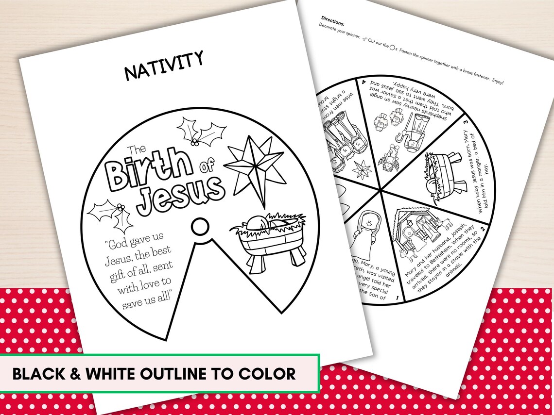 Printable Nativity Story Wheel, Birth of Jesus Spinner Craft for Kids ...