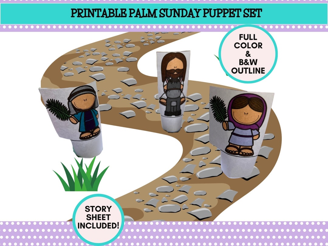 Printable Palm Sunday Puppet Set, Palm Sunday Craft, Christian ...