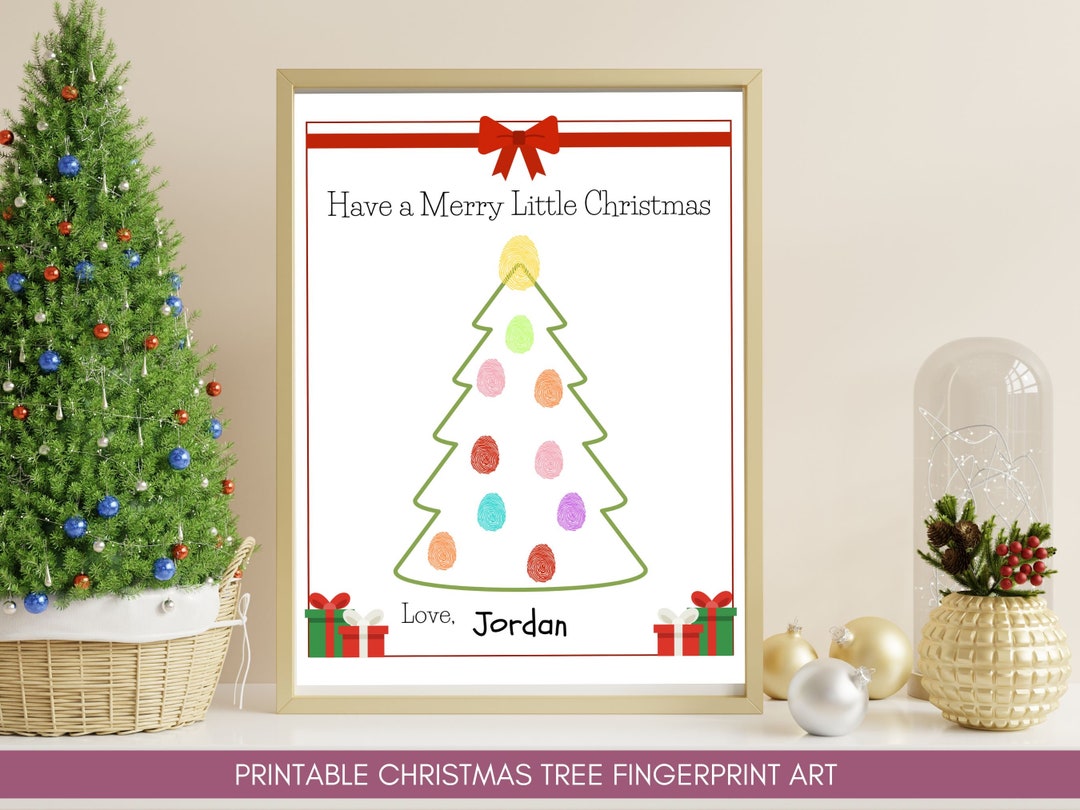 Printable Christmas Tree Fingerprint Art Personalized Gift - Etsy