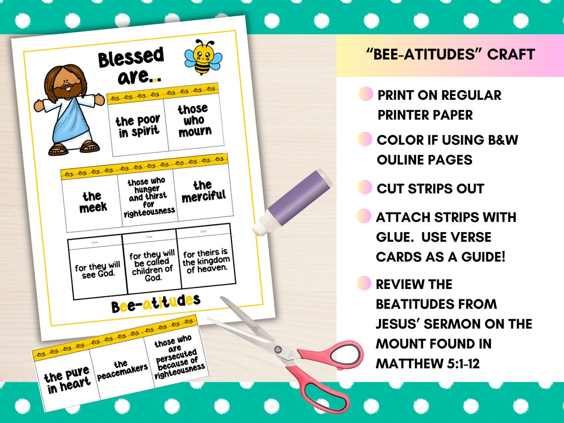 Printable Beatitudes Bible Craft for Kids, Beatitude Craft, Christian ...